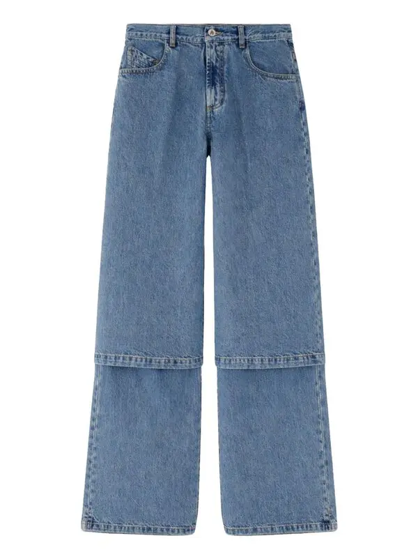 Attico High Waisted Wide Leg Trousers - Denim
