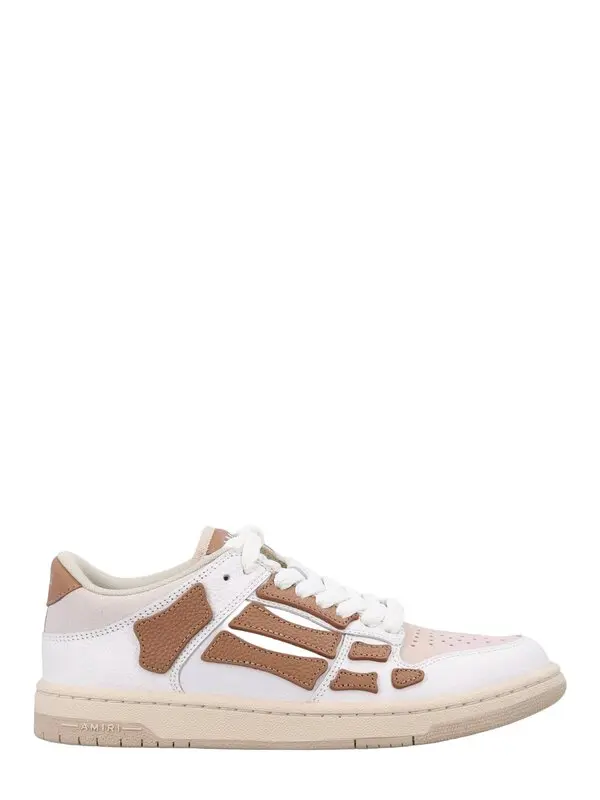 Amiri Sewn Skeleton Appliqué Leather Sneakers - Beige