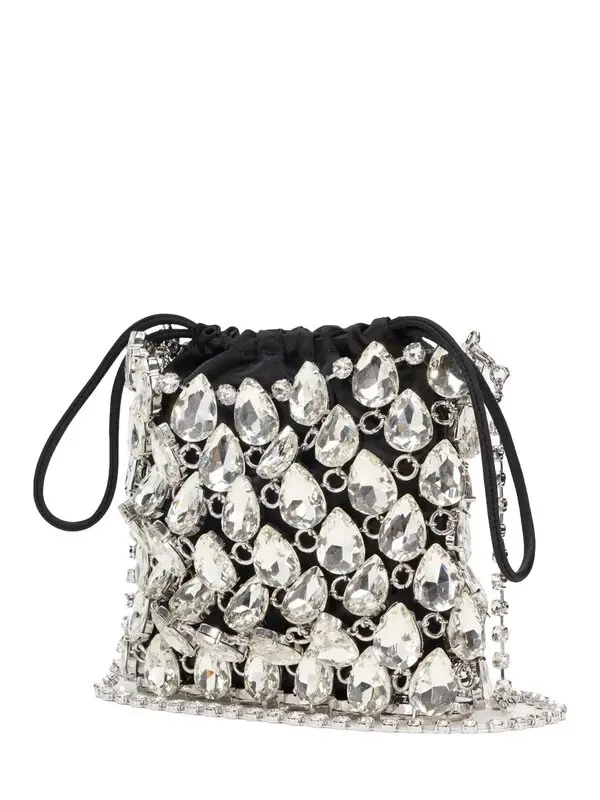 SELF-PORTRAIT Embellished Mini Bucket Bag - Silver