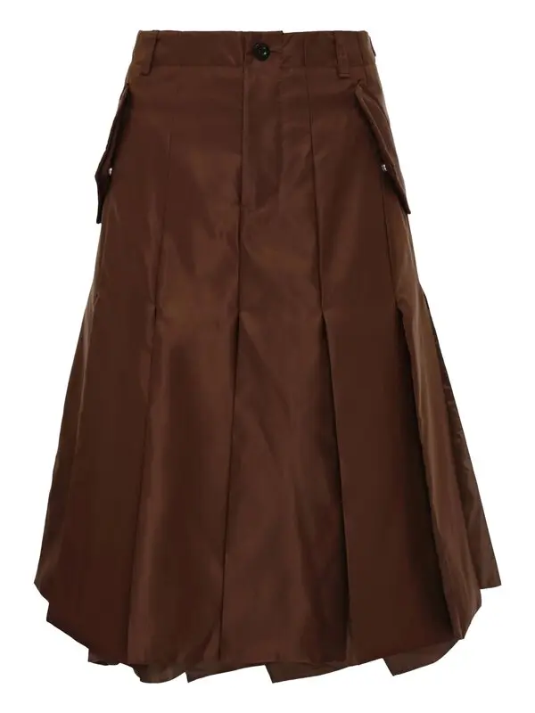 Sacai Nylon Twill Mini Skirt With Adjustable Tabs - Brown
