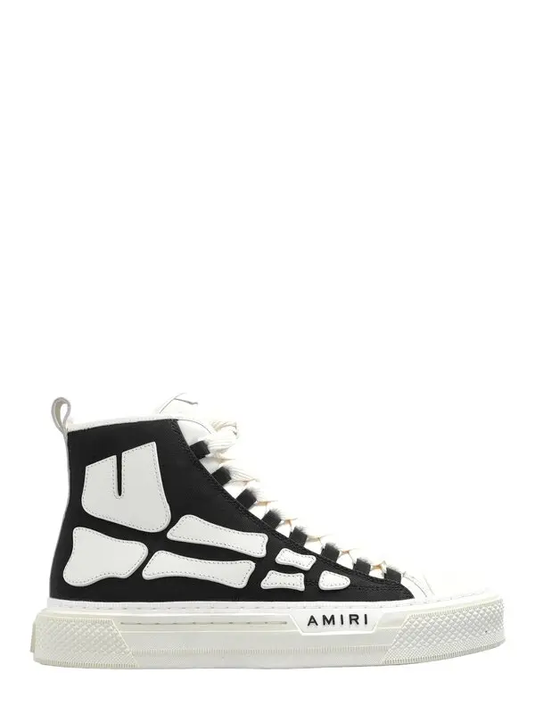 Amiri Premium Leather High Top Sneakers With Bone Detailing - Nero