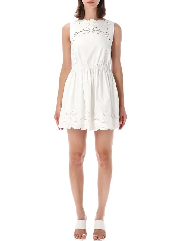 SELF-PORTRAIT Embroidered Mini Dress - Bianco