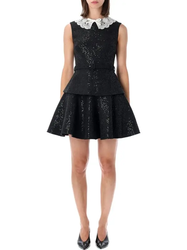 SELF-PORTRAIT Embroidered Mini Dress - Nero