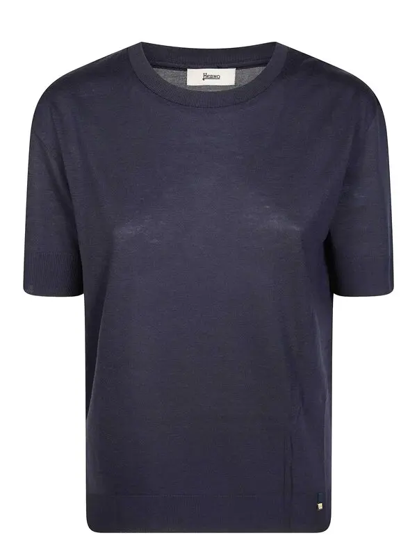 Herno Crewneck T-shirt With Continuous Edges - Blu