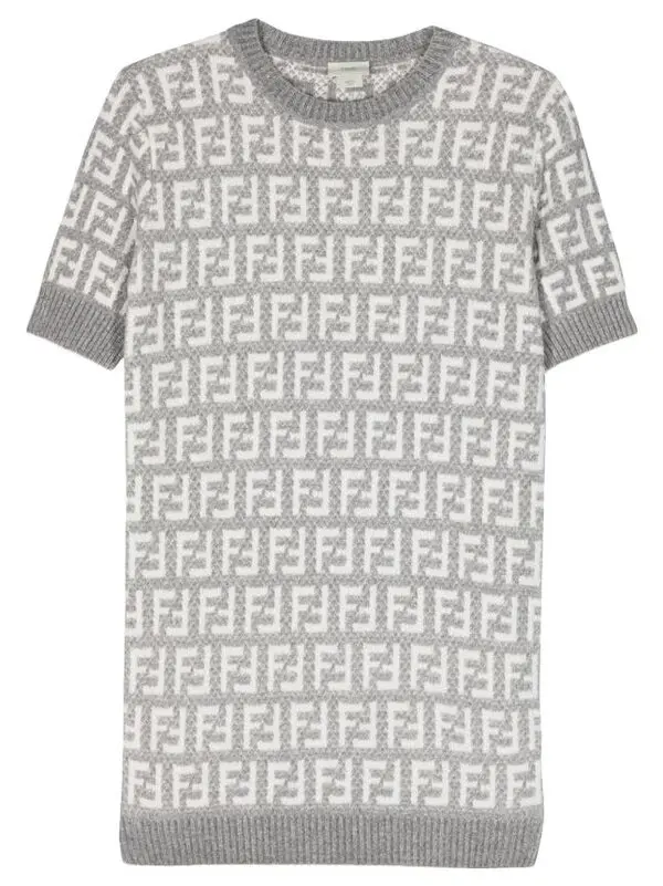 Fendi Ff Monogram Knit Mini Dress - Grey