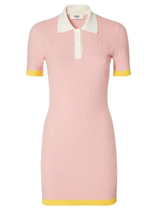 Fendi Ff" Motif Knit Dress - Pink