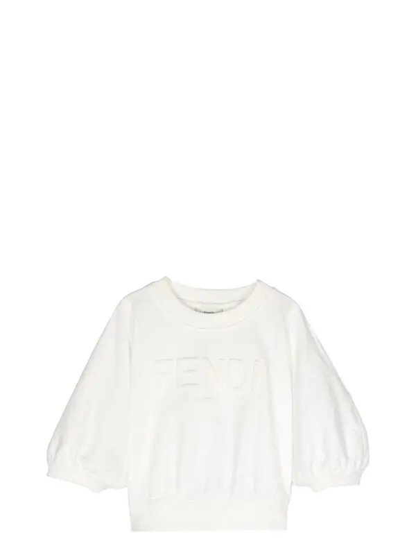 Fendi Cotton Sweatshirt With Embossed Logo - White