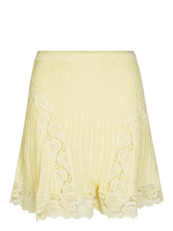 SELF-PORTRAIT Lace Overlay Mini Skirt - Yellow