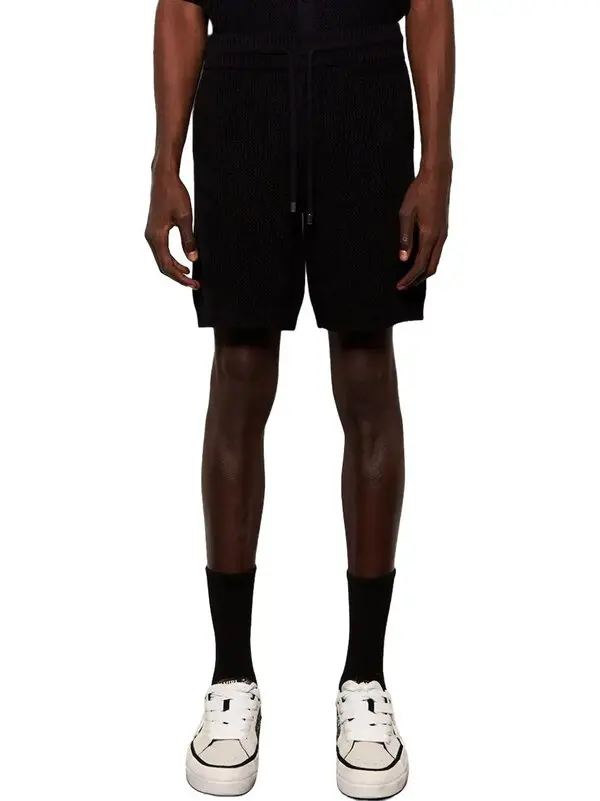 Amiri Ribbed Knit Drawstring Shorts - Black