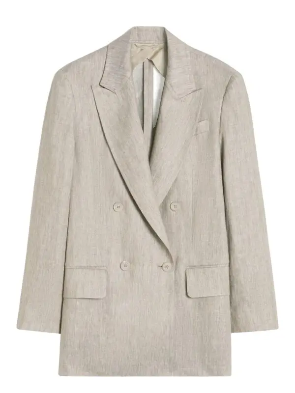 Max Mara Olimpia Jacket In Chevron Linen - Beige