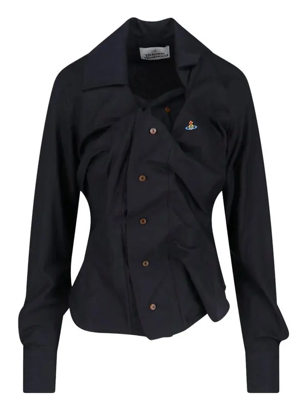 VIVIENNE WESTWOOD Draped Cotton Shirt - Black