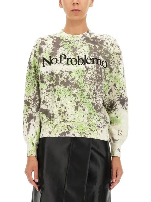 Aries No Problemo" Printed Cotton Sweatshirt - Multicolour