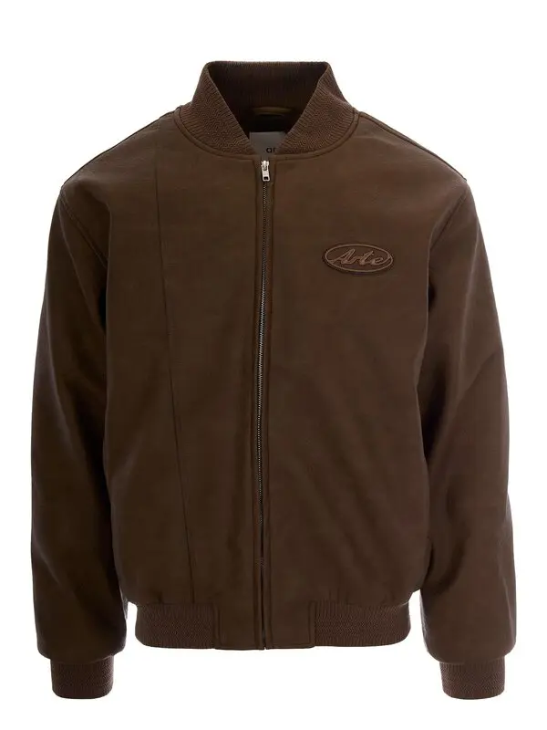 ARTE ANTWERP Zip-up Bomber Jacket With Logo Detail - Brown