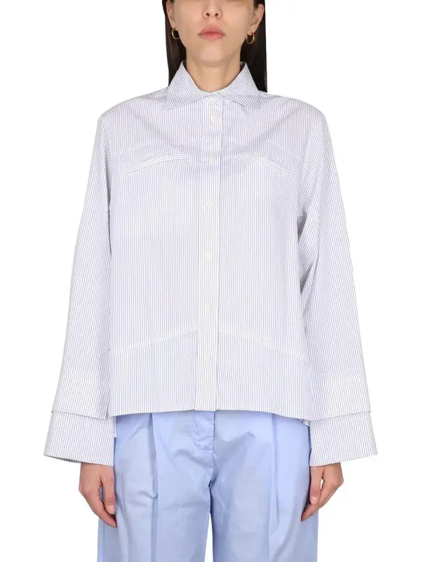 MAISON JEJIA Classic Button-up Shirt With Striped Pattern - Blue