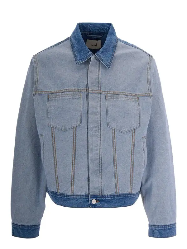 ARTE ANTWERP Denim Trucker Jacket With Contrast Paneling - Denim Bleach