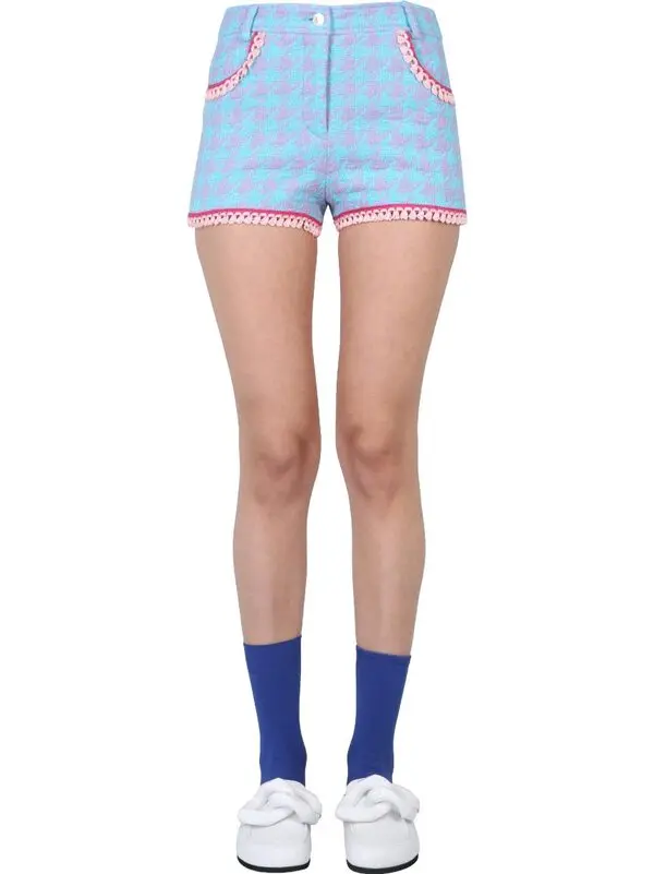 Moschino Houndstooth Print Shorts - Azure