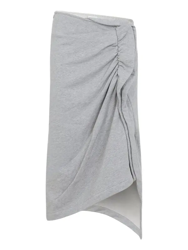 Dries Van Noten Ruched Cotton Midi Skirt - Grey