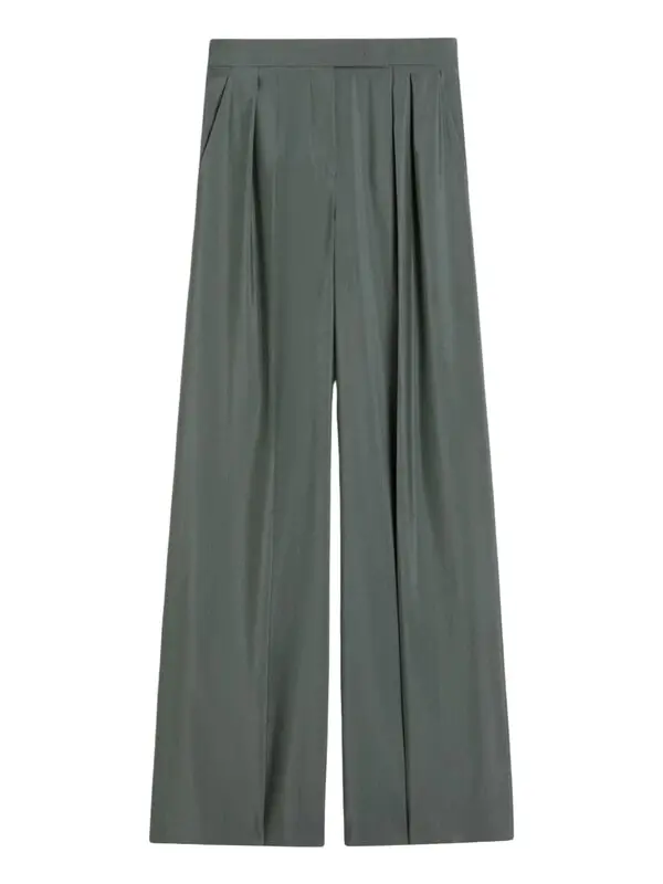 Max Mara Wool And Silk Blend Wide-leg Trousers - Green