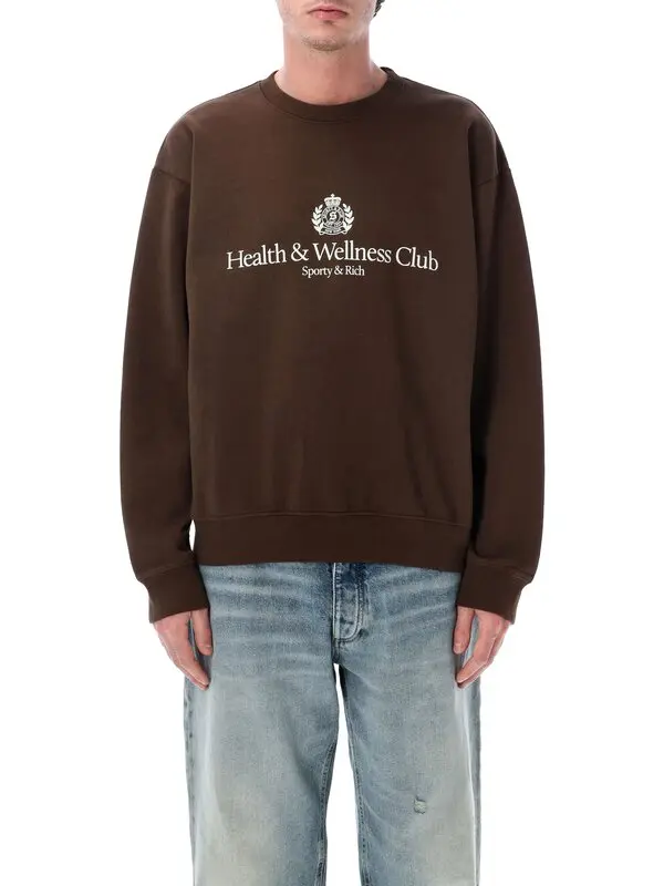 SPORTY & RICH Graphic Crewneck Sweatshirt - Brown