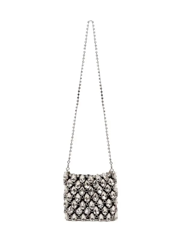 SELF-PORTRAIT Embellished Mini Shoulder Bag With Chain Detail - Silver