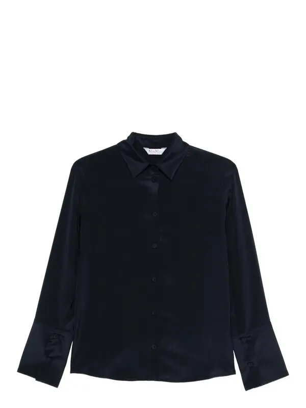 Max Mara Silk Button-up Shirt - Navy