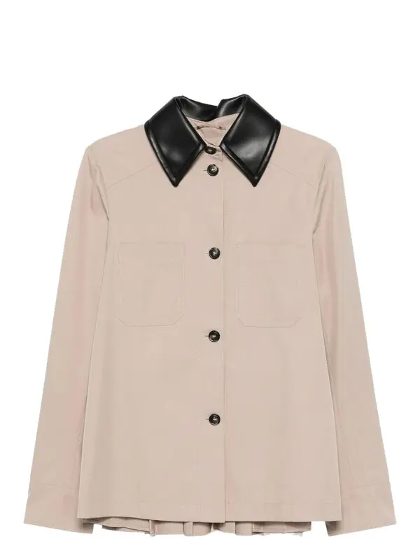Sportmax Leather Collared Jacket - Beige