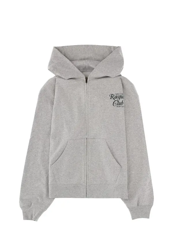 SPORTY & RICH Oversized Cotton Full-zip Hoodie - Grey