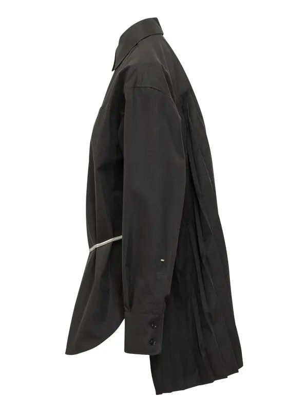 Sportmax Mini Casacca With Belt And Pleated Hem - Nero