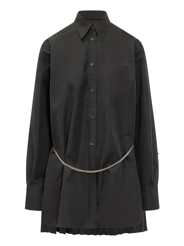 Sportmax Mini Casacca With Belt And Pleated Hem - Nero