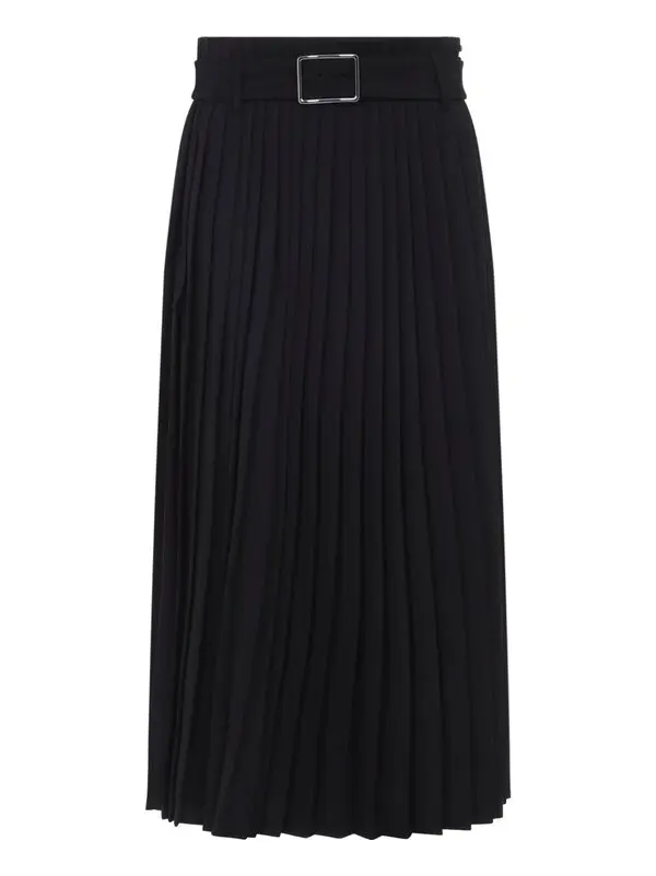 Sportmax Pleated Midi Skirt With Belt Detail - Black