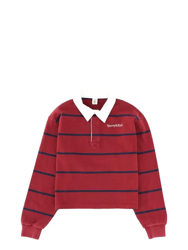SPORTY & RICH Striped Silk And Cotton-piqué Polo Shirt - Multicolour