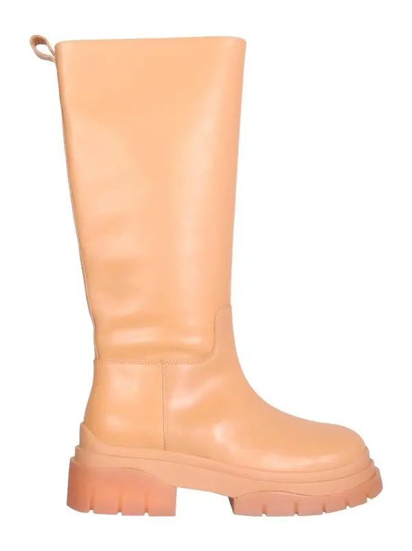 Ash Mustang Knee-high Leather Boots With Lug Sole - Brown