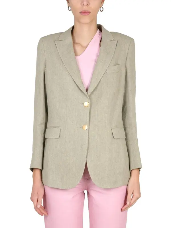 SAULINA Elegant Blazer With Peaked Lapels - Beige