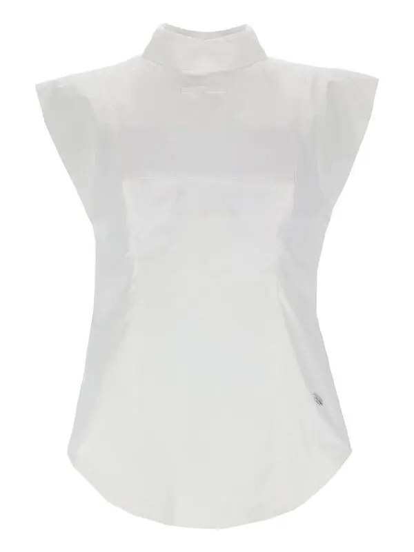 JEAN PAUL GAULTIER Sleeveless Mock Neck Fitted Top - White