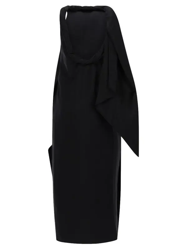 Loulou De Saison Silk Draped Halterneck Midi Dress - Black