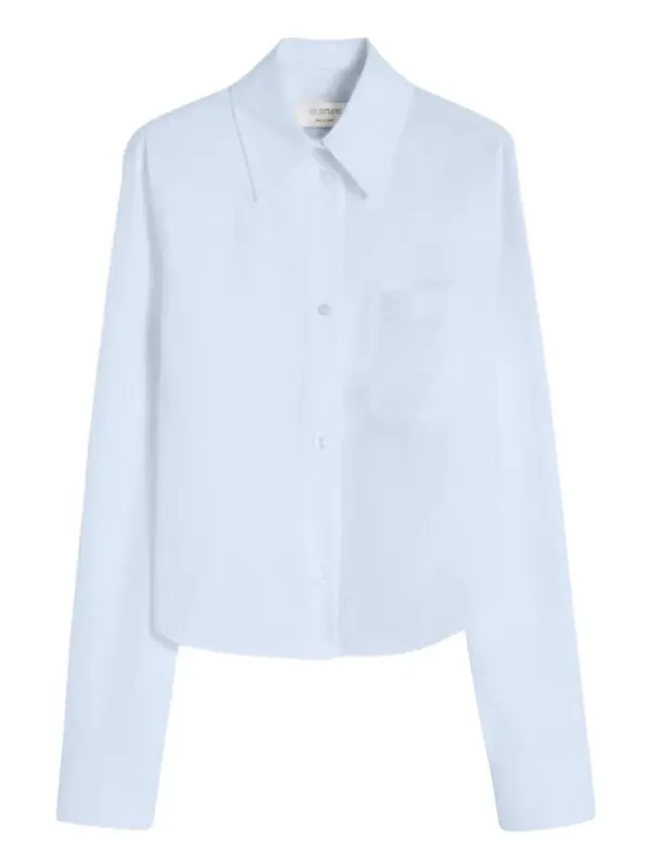 Sportmax Straight Fit Shirt With Classic Collar And Chest Pocket - Light Blue