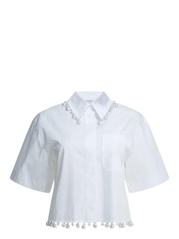 Max Mara Casual Boxy Fit Shirt With Pearl Details - White