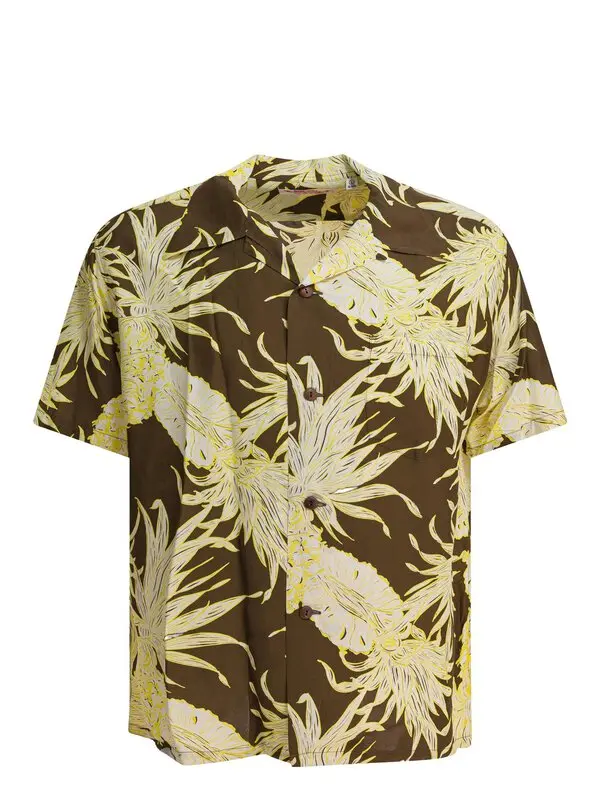 SUN SURF Island Pineapple Camp Collar Shirt Regular Fit - Brown