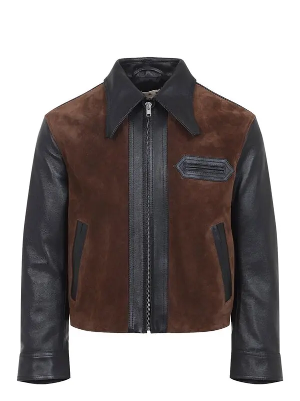 Marni Leather And Suede Zip-up Jacket - Black