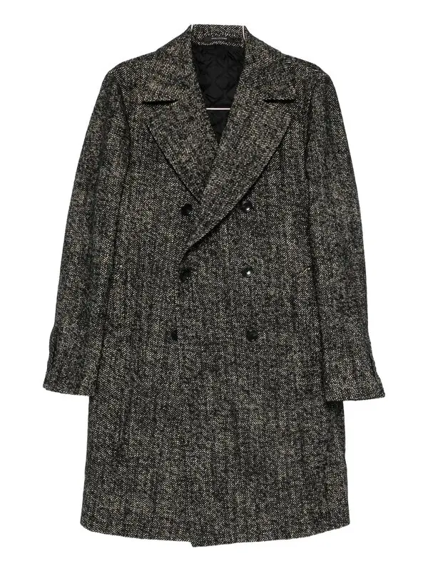 Tagliatore Premium Double-breasted Coat With Notched Lapels - Black