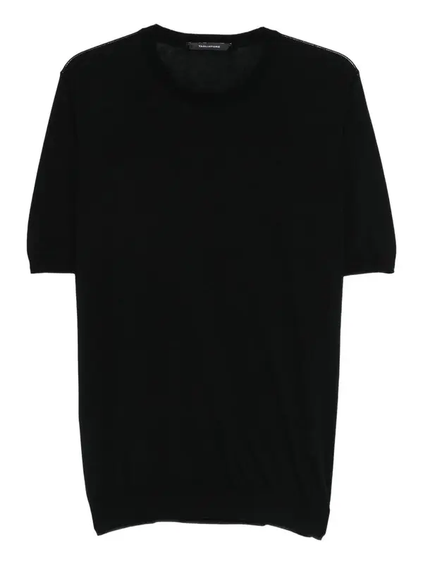 Tagliatore Short Sleeve Ribbed Sweatshirt - Black