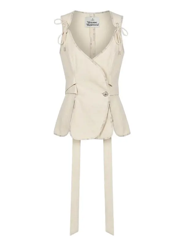 VIVIENNE WESTWOOD Roxand Mini Top Asymmetrical Wrap Style - Cream