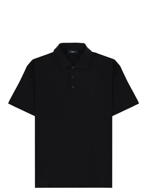 Herno Cotton Blend Short-sleeve Polo Shirt - Black