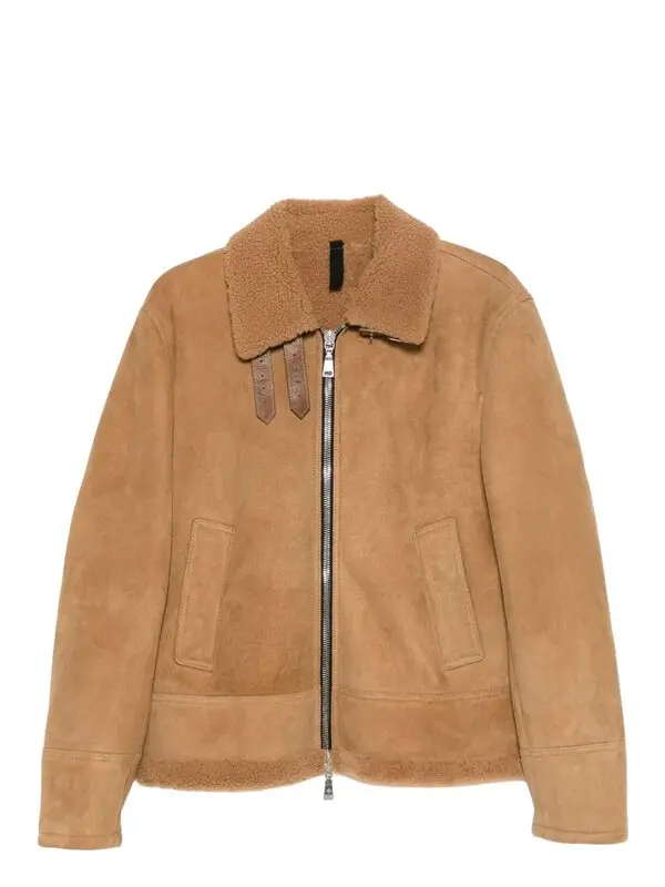 Tagliatore Shearling Jacket With Belt - Beige