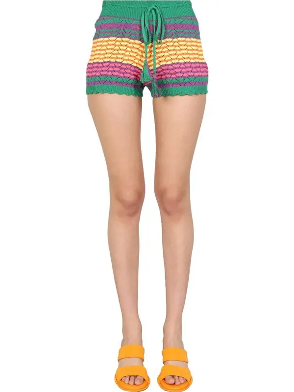 GALLO Striped Knit Drawstring Shorts - Multicolour