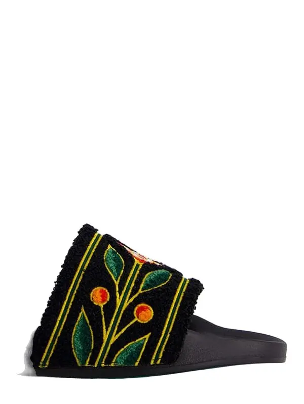 Casablanca Embroidered Slides - Black