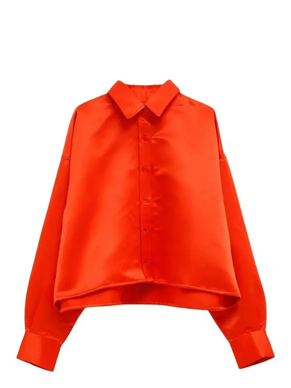THE FRANKIE SHOP Curved Hem Button-up Shirt - Red