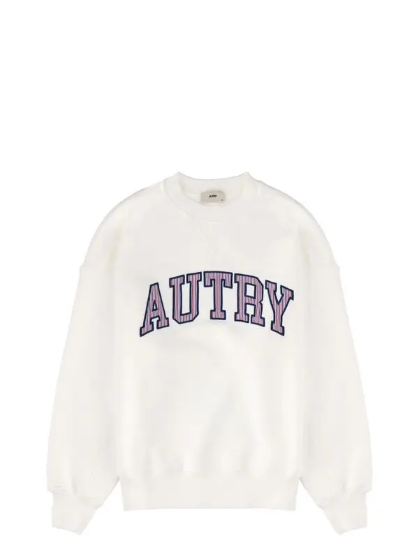 AUTRY Varsity Logo Crewneck Sweatshirt - White