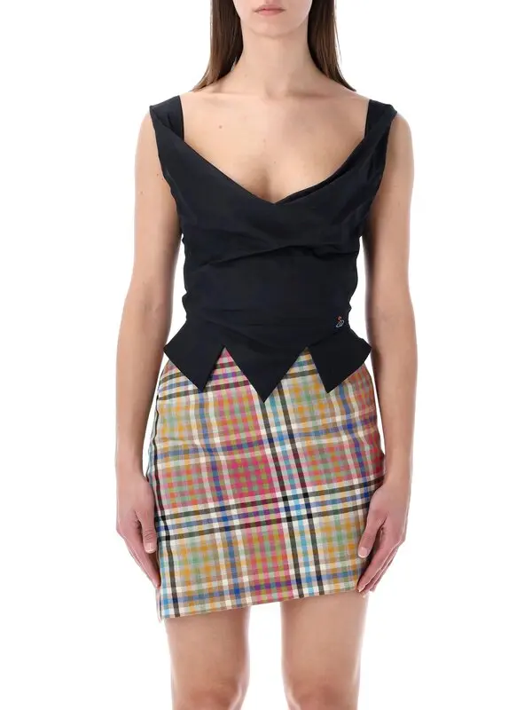 VIVIENNE WESTWOOD Draped Embroidered Cotton-poplin Top - Black