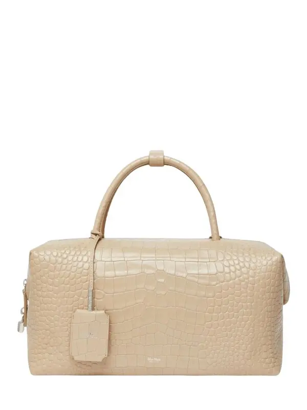Max Mara Holdall Handbag With Crocodile-effect Leather - Beige